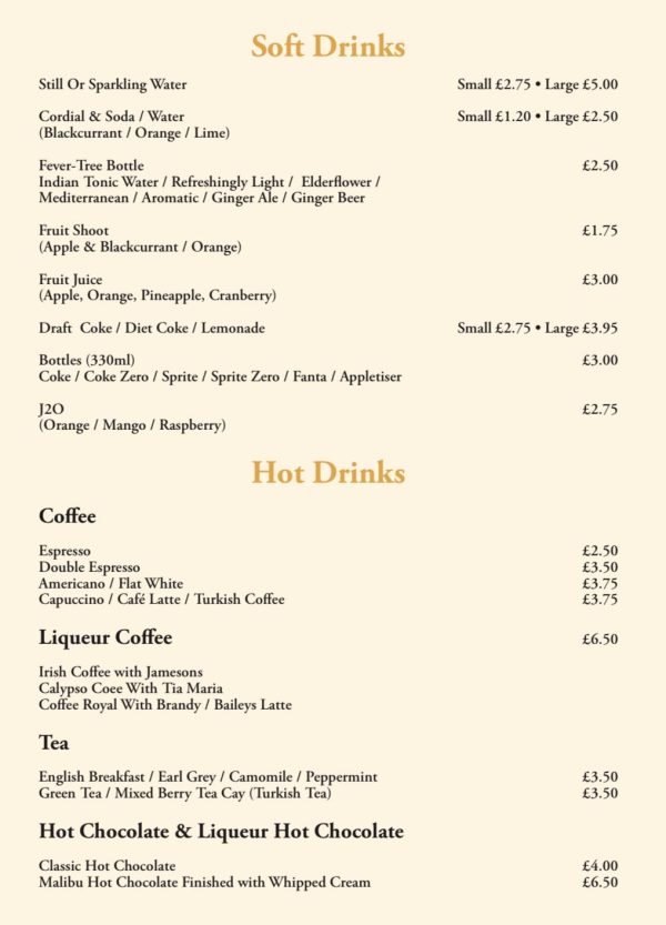 Drinks Menu – Zeytin